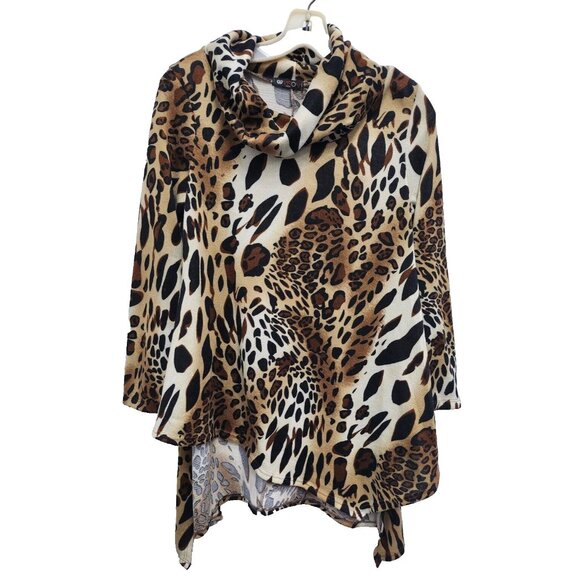 Vision Usa | Tops | Vision Usa Tunic Top Womens Small Animal Print Cowl ...